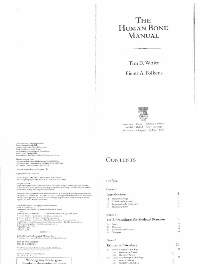 WHITE y FOLKENS (2005) The Human Bone Manual. Tomo I | PDF