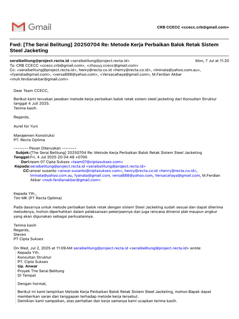 Metode Kerja Perbaikan Balok Retak Sistem | PDF