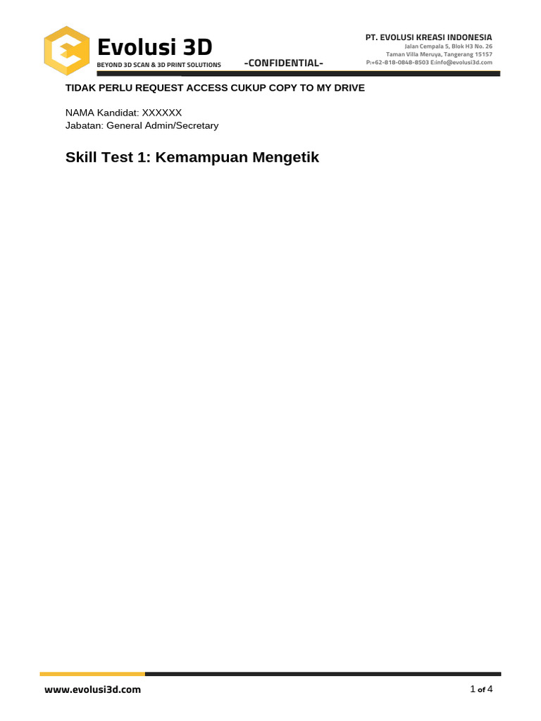 Template Skill Test General Admin_Secretary | PDF