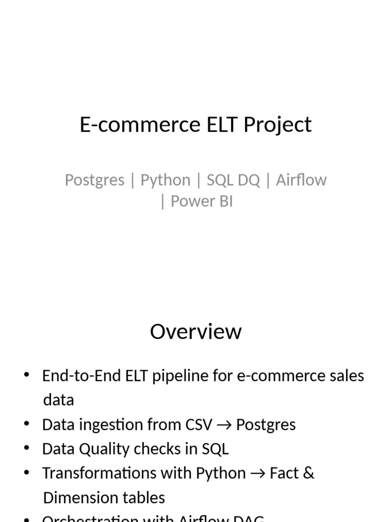 E-commerce ELT Pipeline Overview | PDF