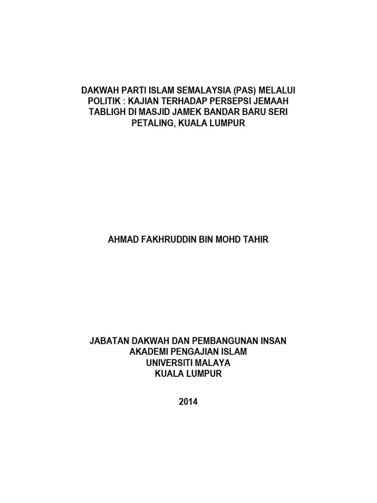 Dakwah Parti Islam Semalaysia PAS Melalu | PDF
