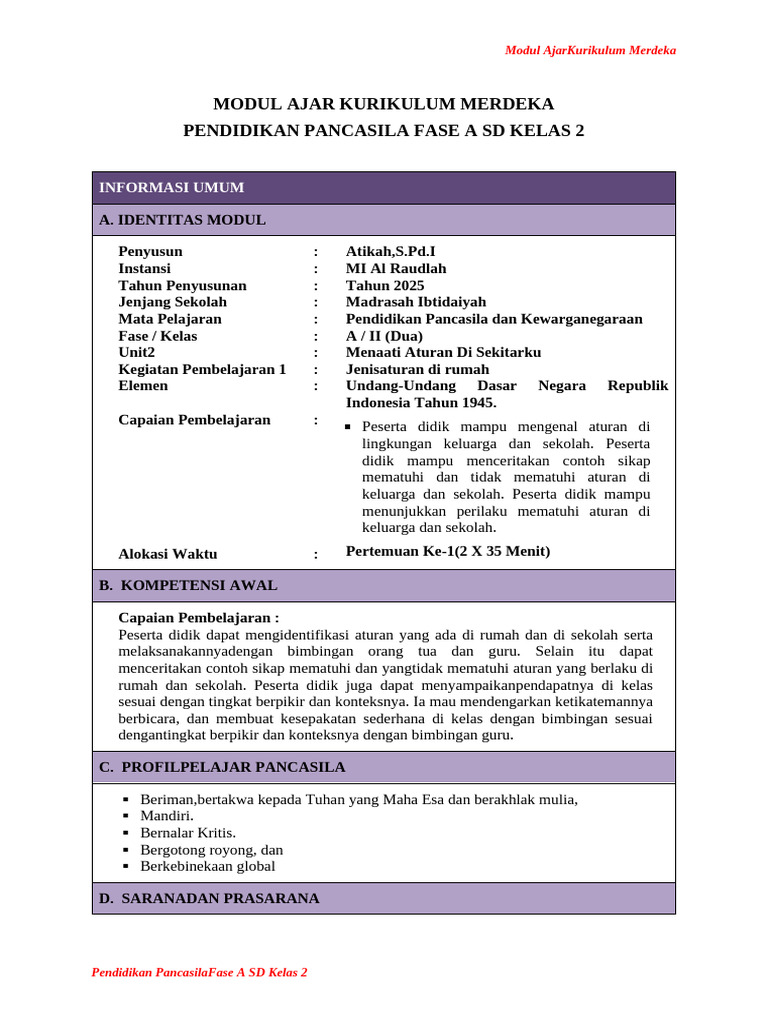 MODUL AJAR DISERTAI LKPD DAN INSTRUMENT | PDF