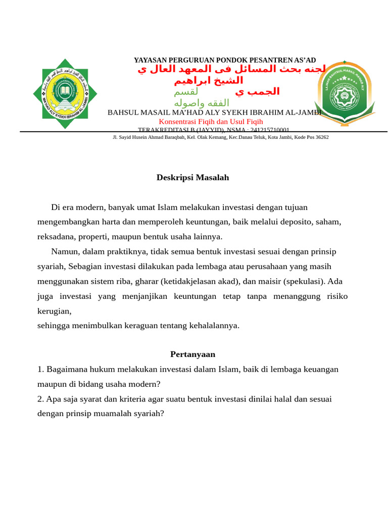 Soal Bahtsul Masail Oktober 2025 | PDF