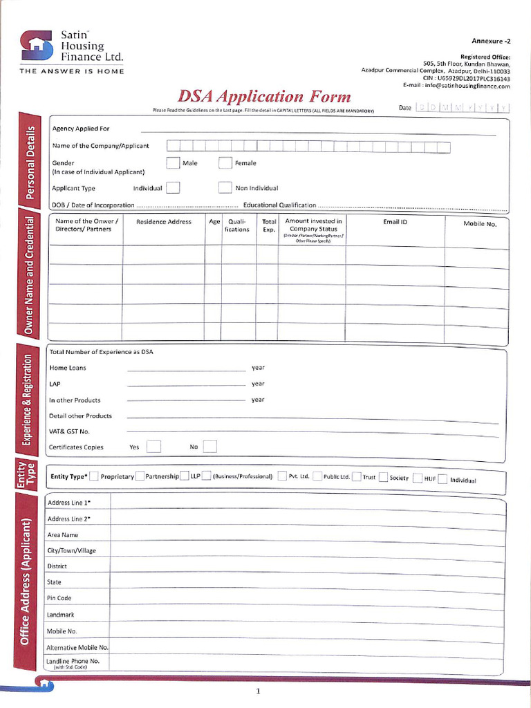 DSA Application Form | PDF