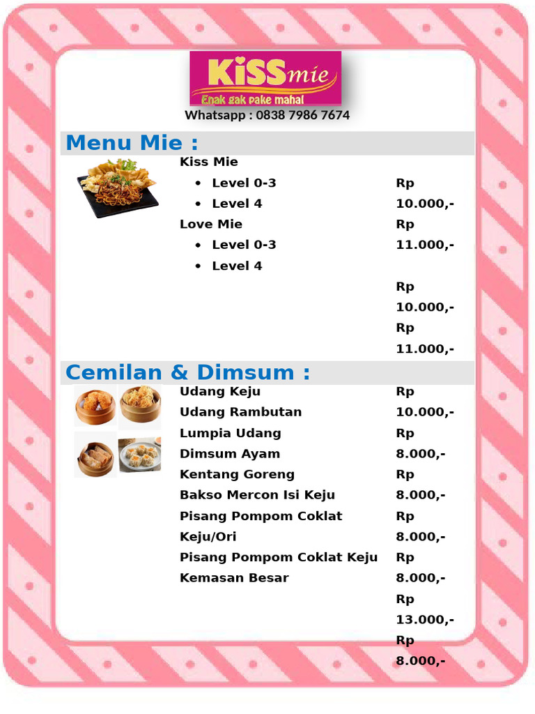 Menu Mie dan Cemilan Lezat 2023 | PDF