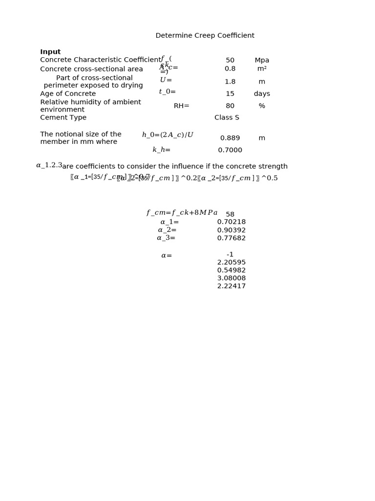 Calculate Concrete Creep Coefficient | PDF