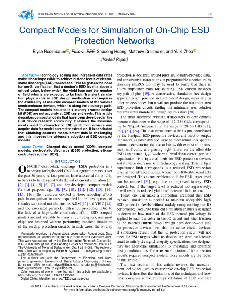 On-Chip ESD Protection Compact Models | PDF | Electrostatic Discharge ...