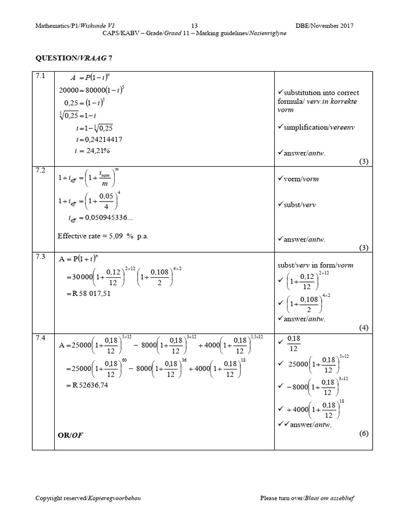 DBE November 2017 Paper 1 Memo | PDF