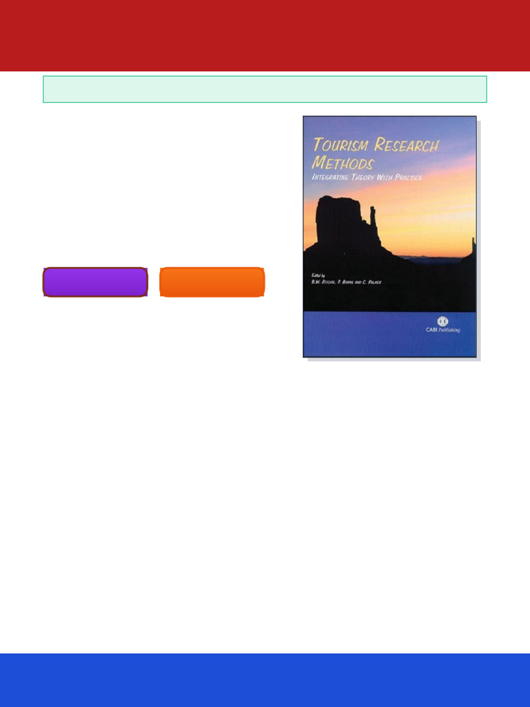 Tourism Research Methods Integrating Theory with Practice First Edition ...