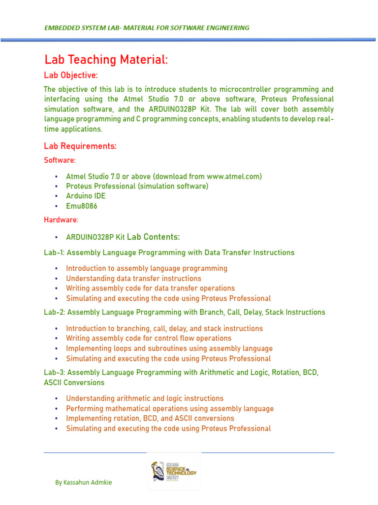 Embedded System Lab Teaching Material | PDF | Microcontroller ...