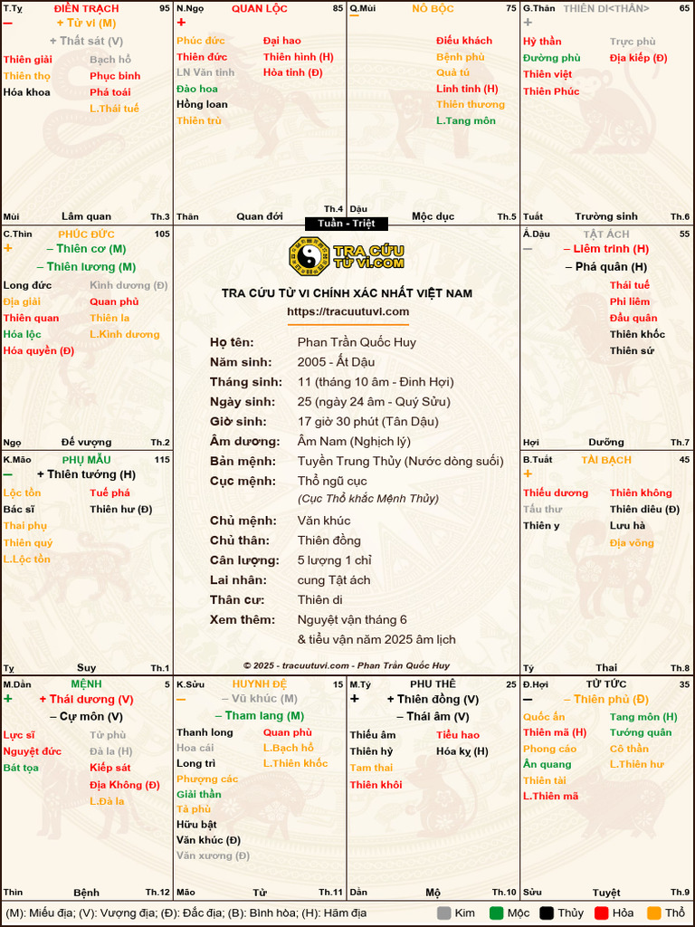 La So Tu Vi Phan Tran Quoc Huy | PDF