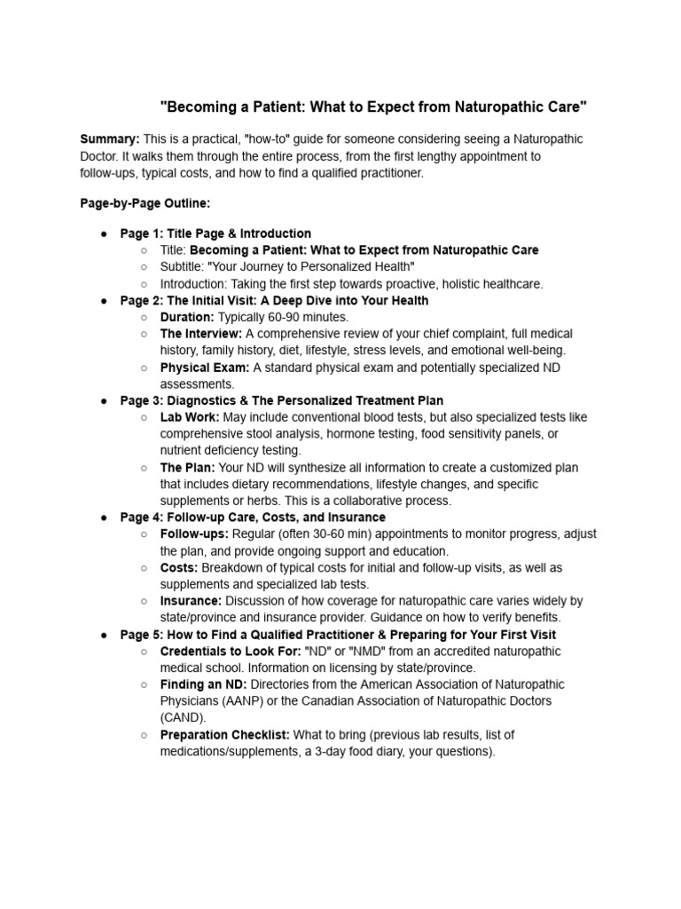 Becoming A Patient - What To Expect From Naturopathic Care | PDF ...