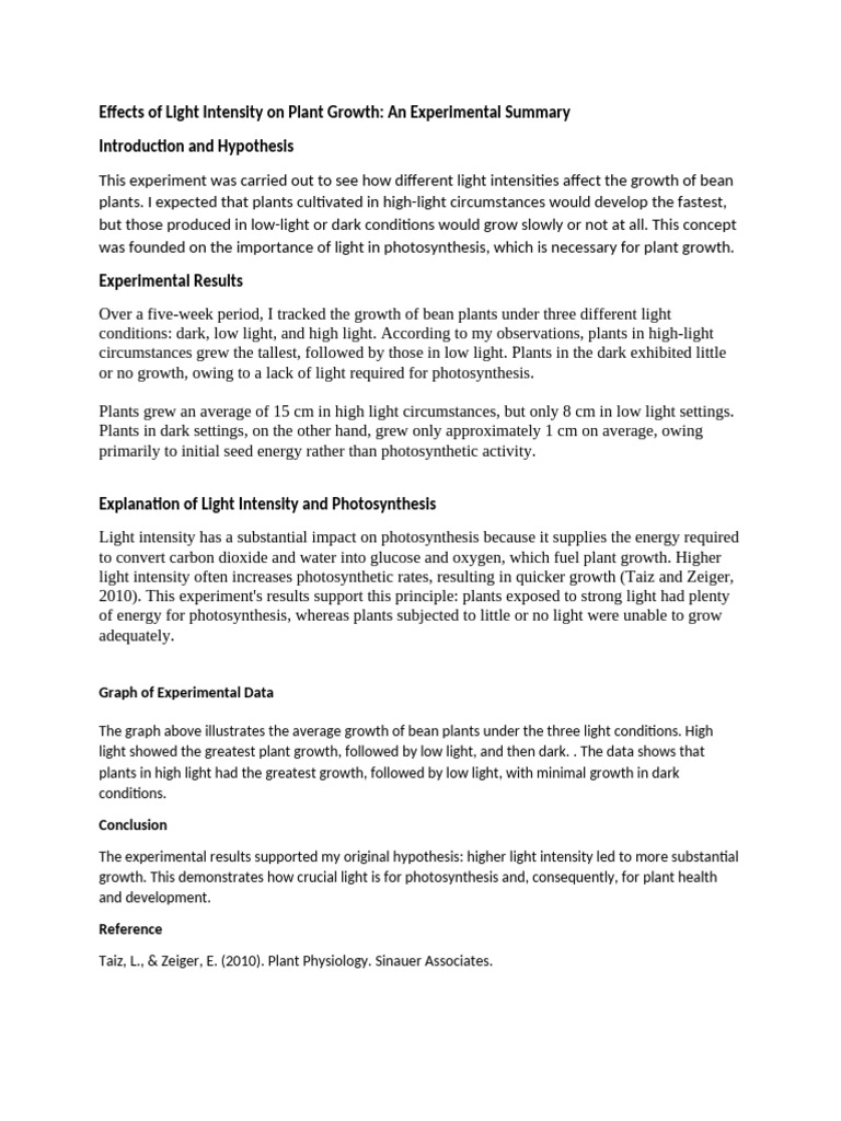 Impact of Light Intensity on Bean Growth | PDF