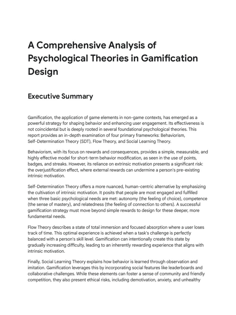 Gamification Theories - Analysis and Application | PDF | Motivation ...
