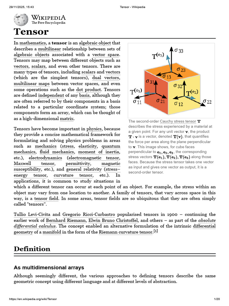 Tensor | PDF | Tensor | Vector Space
