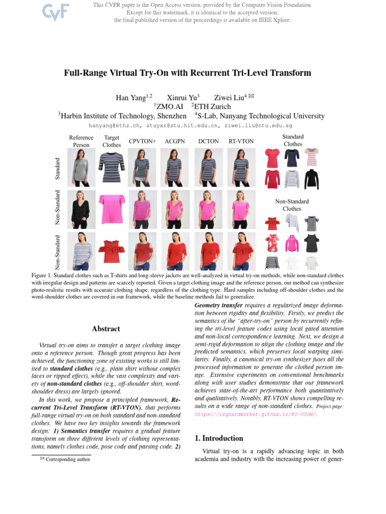 Yang Full-Range Virtual Try-On With Recurrent Tri-Level Transform CVPR 2022 Paper | PDF | Image ...