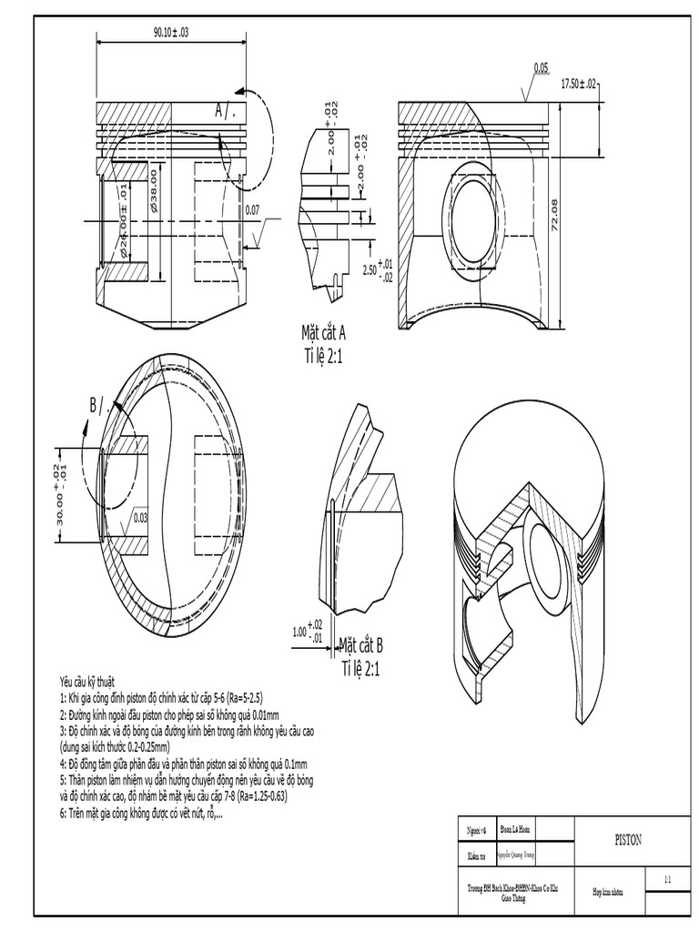 Bản Vẽ 2D Piston-Sheet | PDF