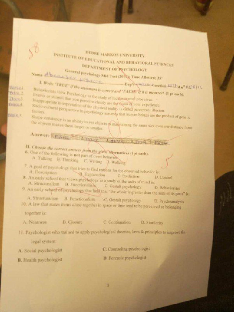Psychology Midterm Exam 5 (DMU) - 251128 - 210719 | PDF