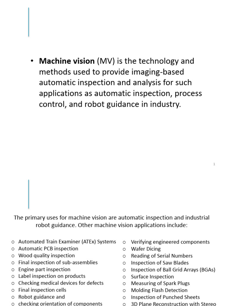 Machine Vision and Computer Vision Overview | PDF | Computer Vision ...