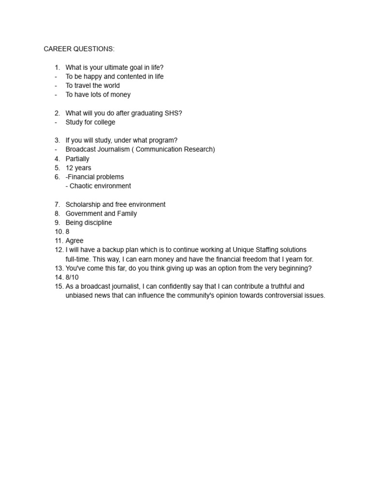 Career Questions | PDF