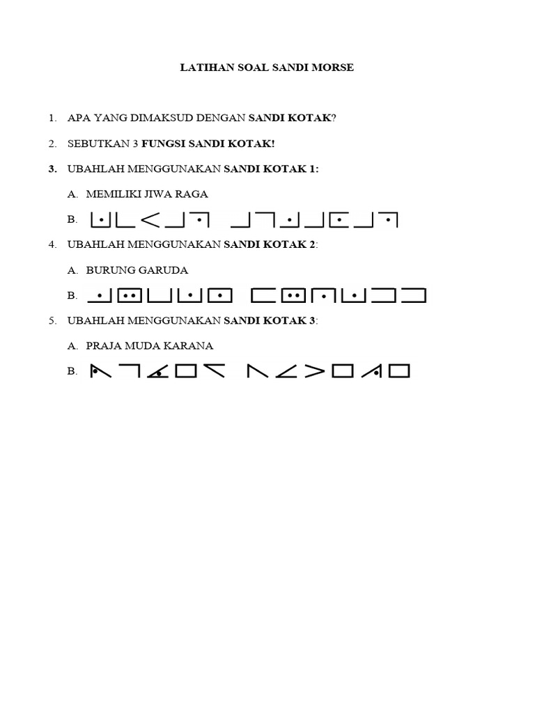 Latihan Soal Sandi Morse dan Kotak | PDF