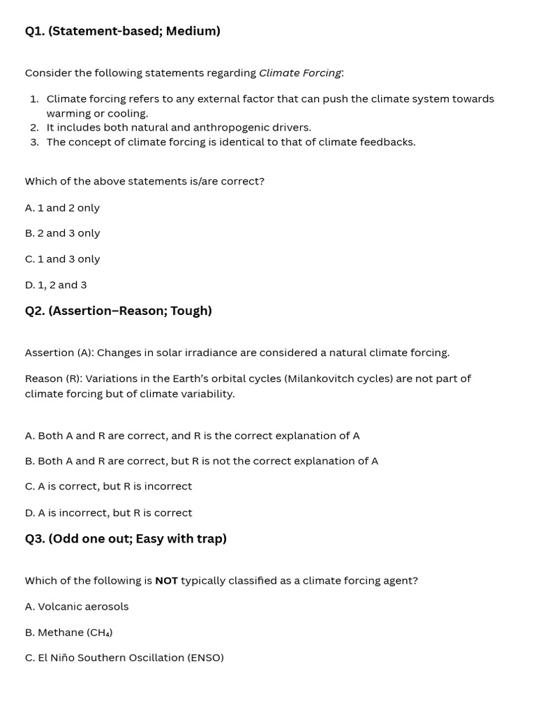 Climate Forcing Concepts and Questions | PDF | Climate | Climate Change