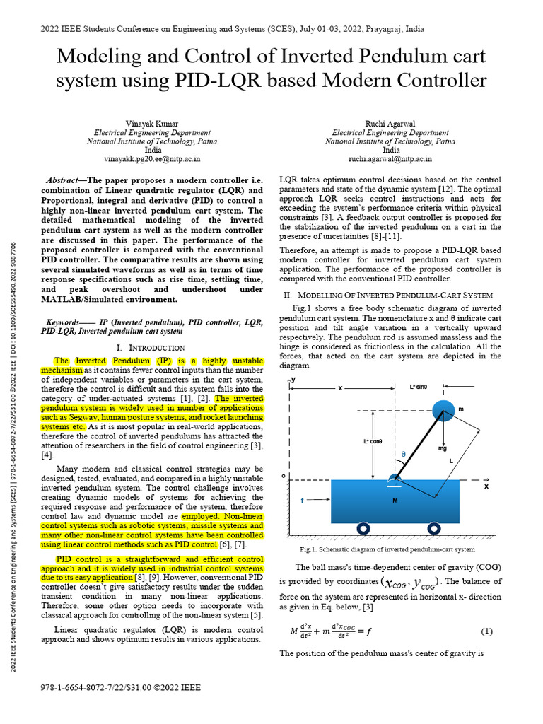 Modeling and Control of Inverted Pendulum Cart System Using PID-LQR ...