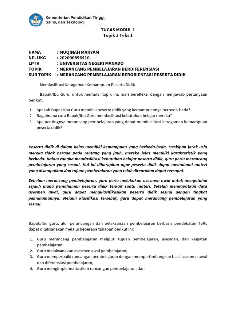 Tugas Modul 1 - Topik 3 Full Catatan | PDF