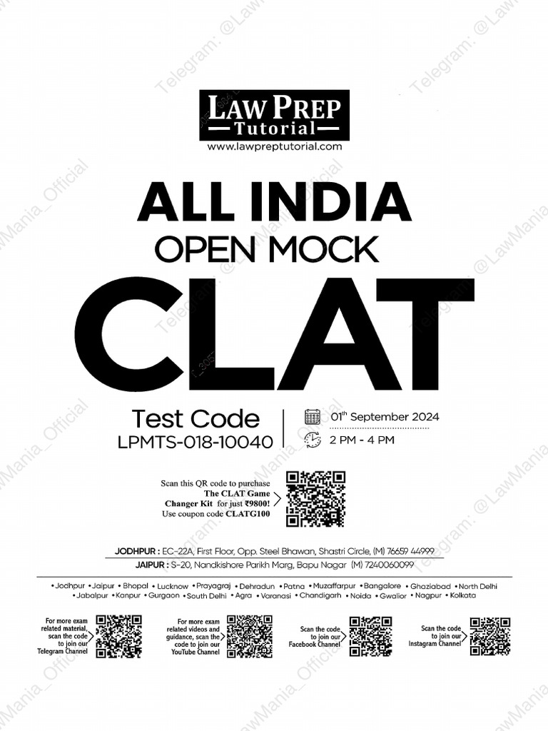 LPT Mock CLAT 40 AIOM Question Paper | PDF