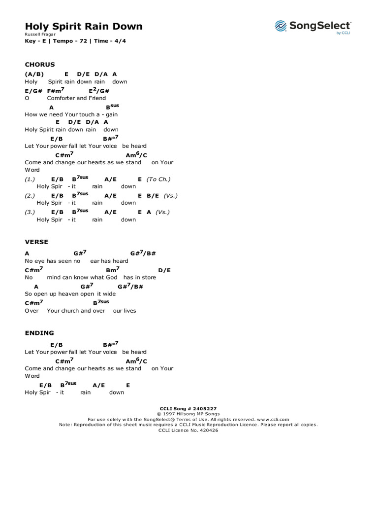 Holy Spirit Rain Down E | PDF