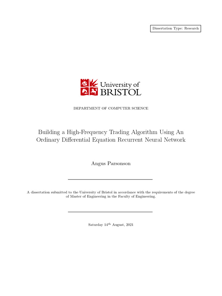 Building A High-Frequency Trading Algorithm Using An Ordinary ...