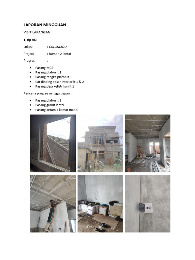 Laporan Progres Konstruksi Mingguan | PDF