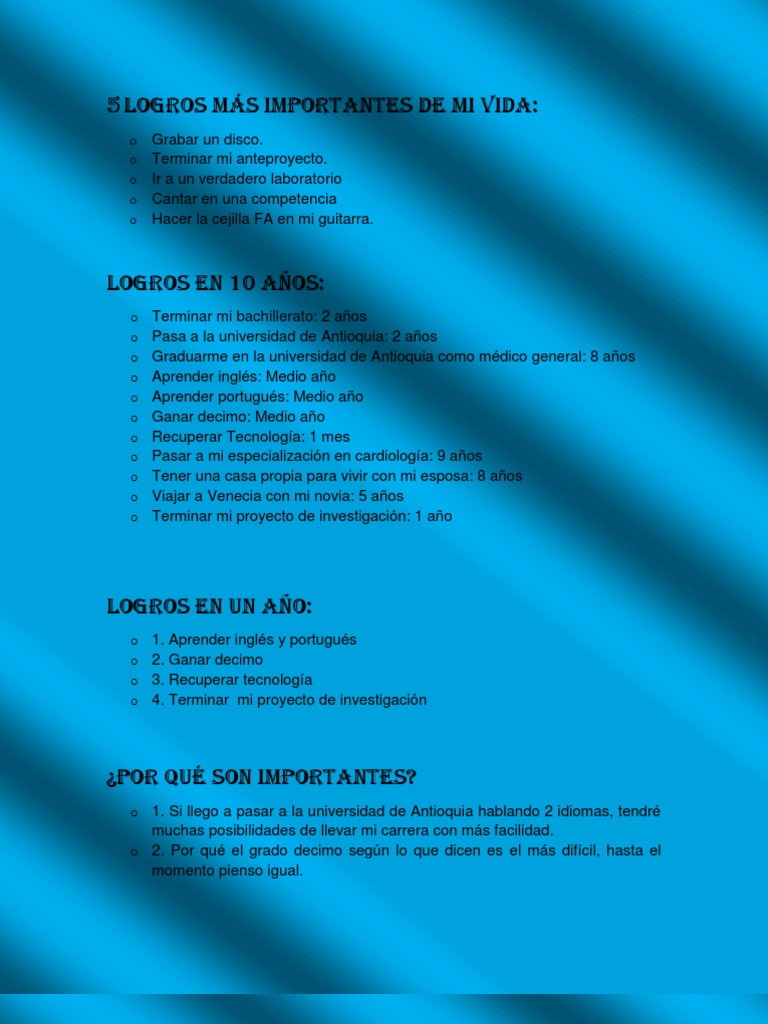 5 Logros Más Importantes de Mi Vida | PDF