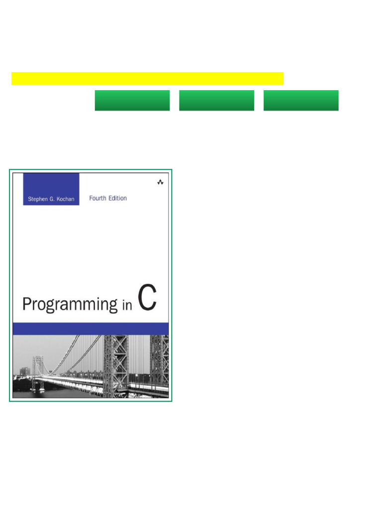 Programming in C 4th Edition Stephen G. Kochan newest edition 2025 | PDF