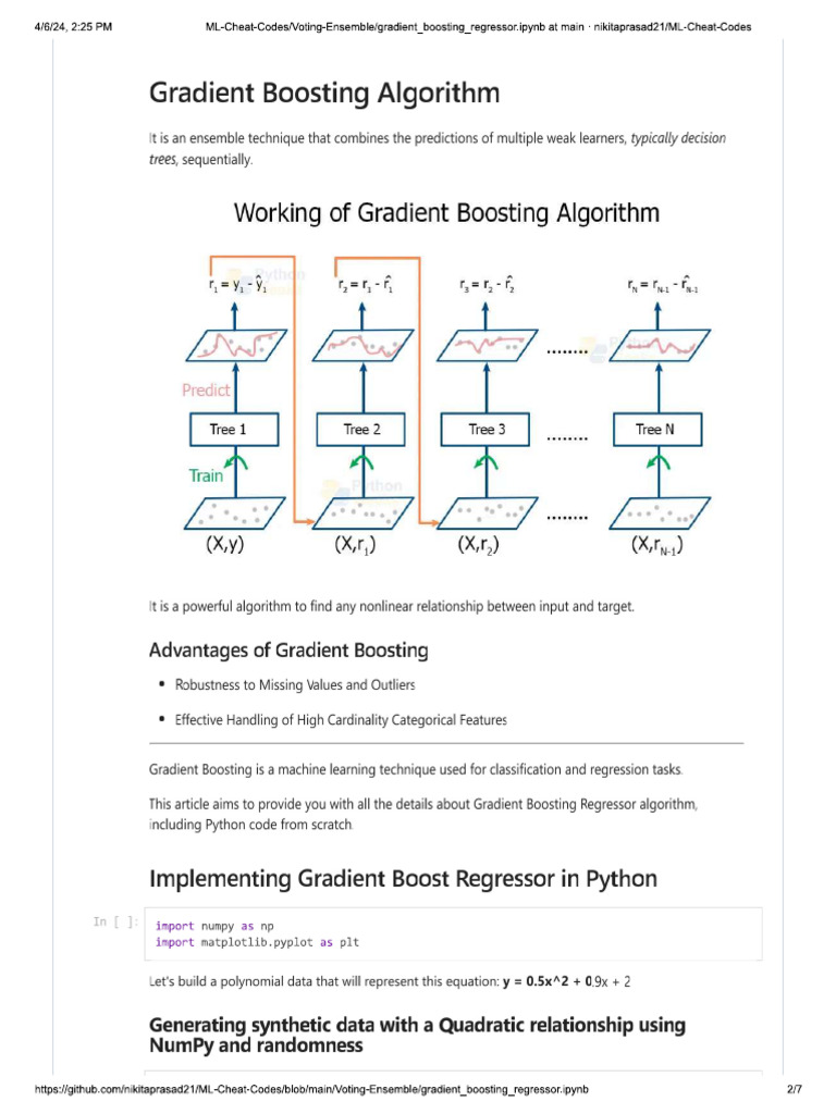 Gradient Boosting Regressor Algorithm | PDF