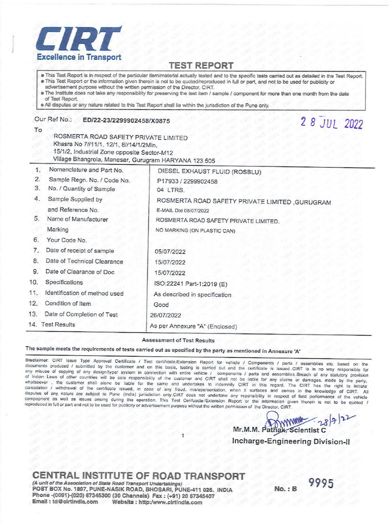 Cirt Test Report | PDF