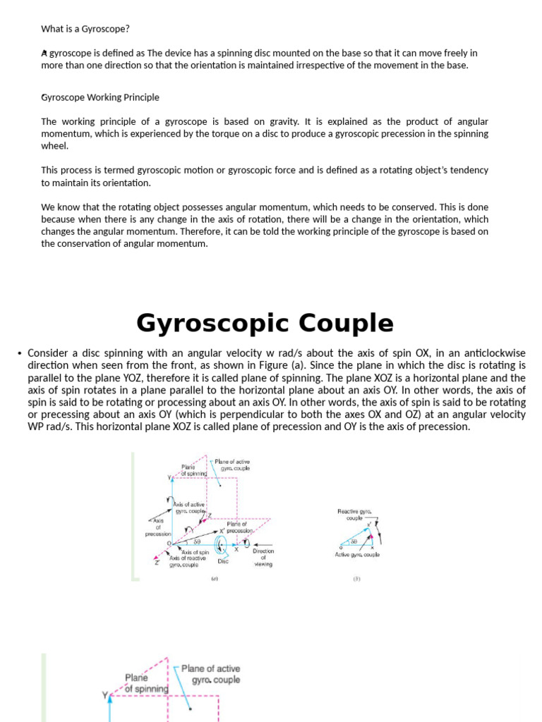 Gyroscopic Couple | PDF | Rotation | Gyroscope