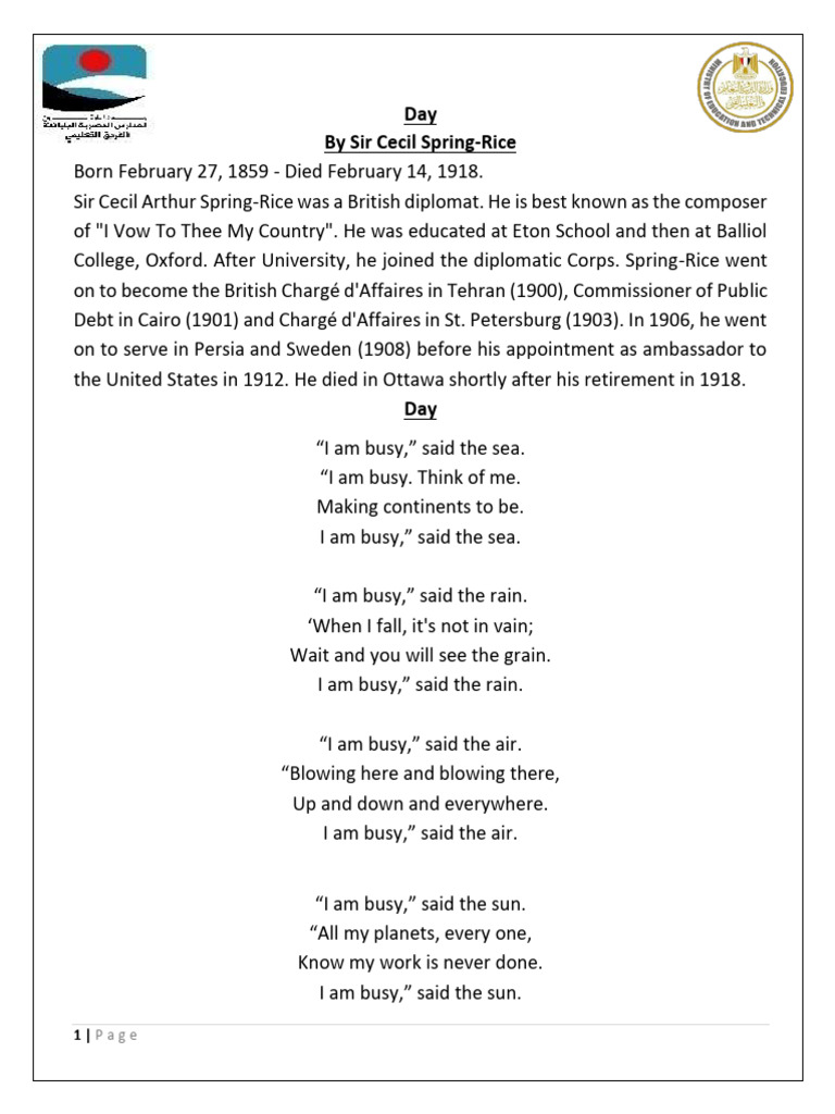 Day by Sir Cecil Spring-Rice | PDF