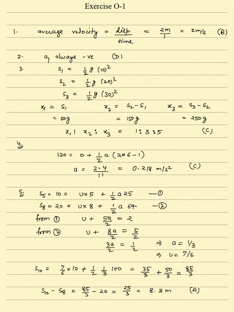 1) Kinematics 1D Solution - O1 | PDF
