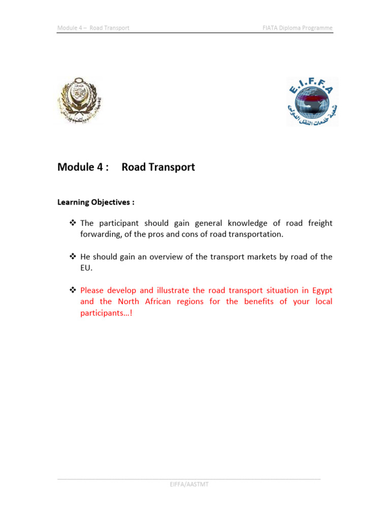 Module 4-Road Transport - Student Handout | PDF | Trailer (Vehicle ...