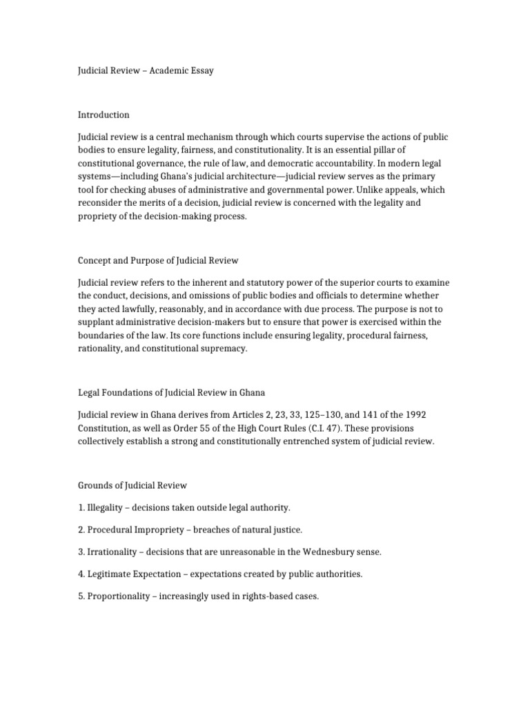 Judicial Review Essay | PDF | Judicial Review | Governance