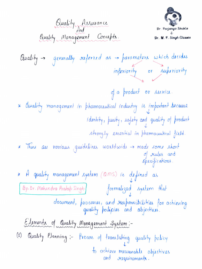 Quality Management in Pharmaceuticals | PDF | Quality Management