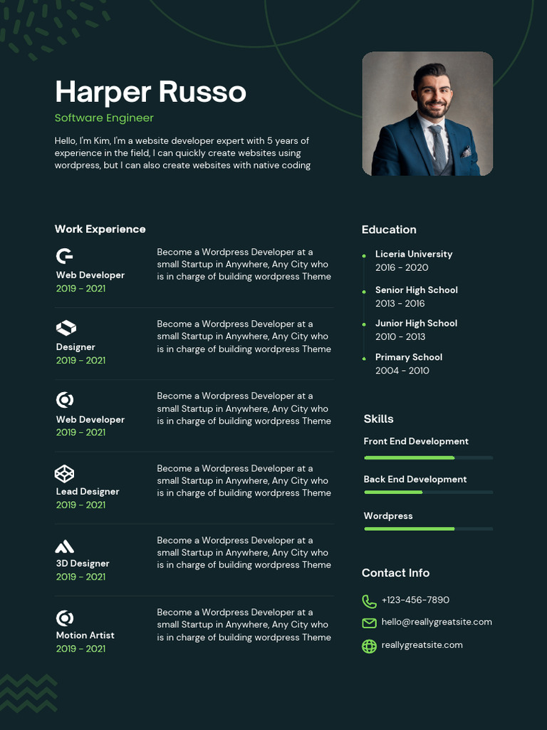 Green Modern Bold Software Developer Simple Resume | PDF