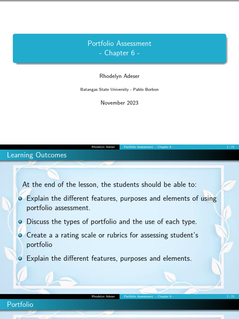 06 Portfolio Assessment | PDF | Educational Assessment | Teachers