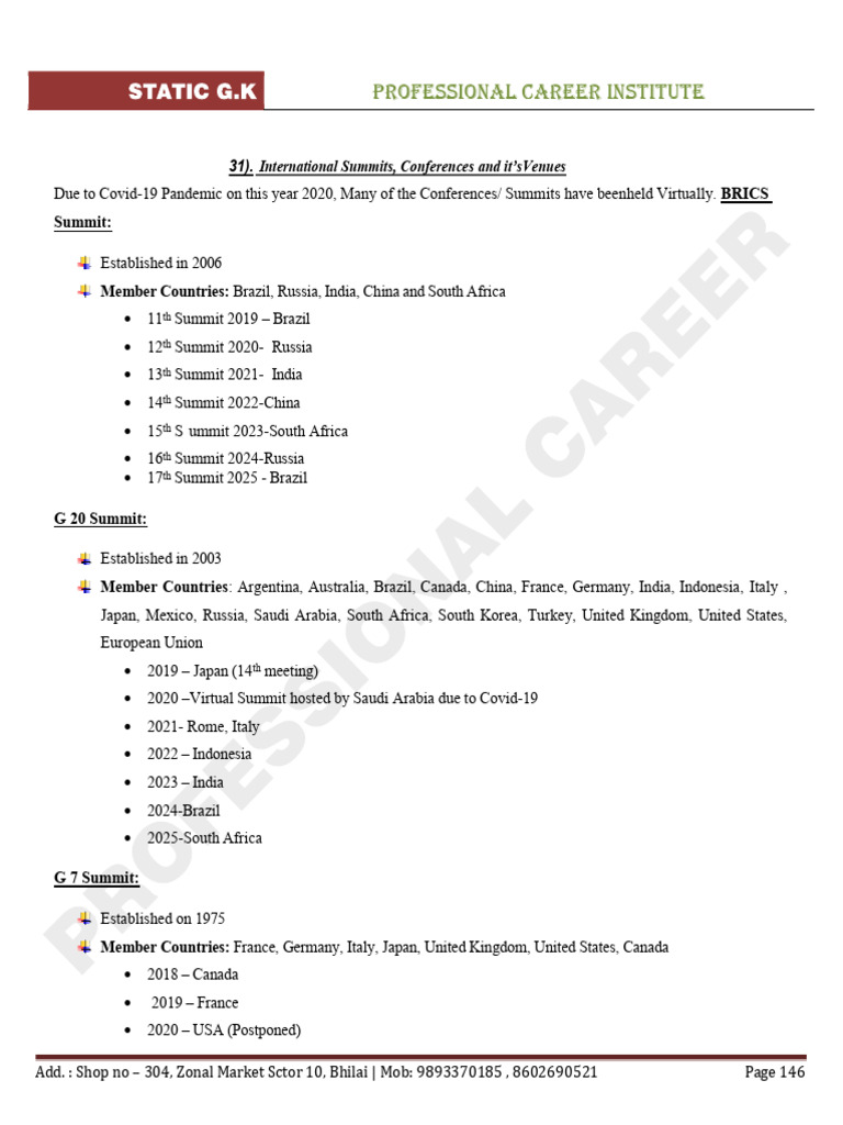 Global Summit Schedule 2023-2025 | PDF | Global Politics ...