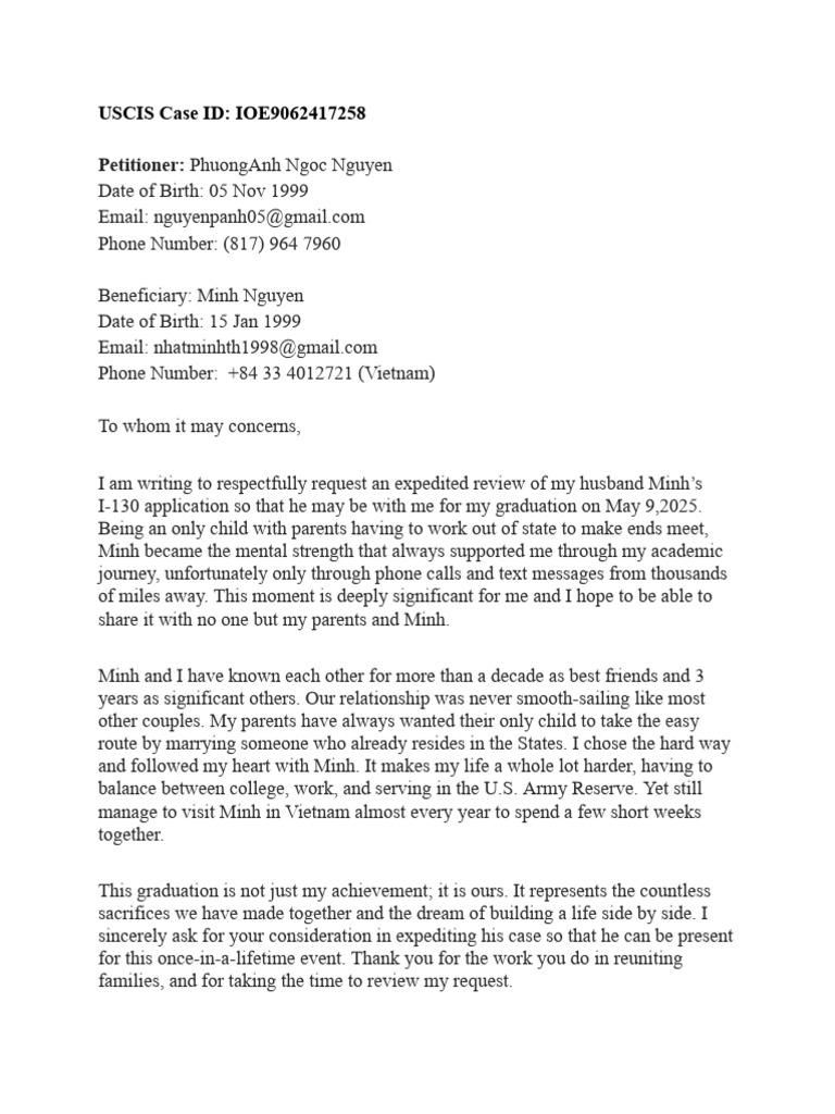 Expedite Letter - PhuongAnh Ngoc Nguyen | PDF
