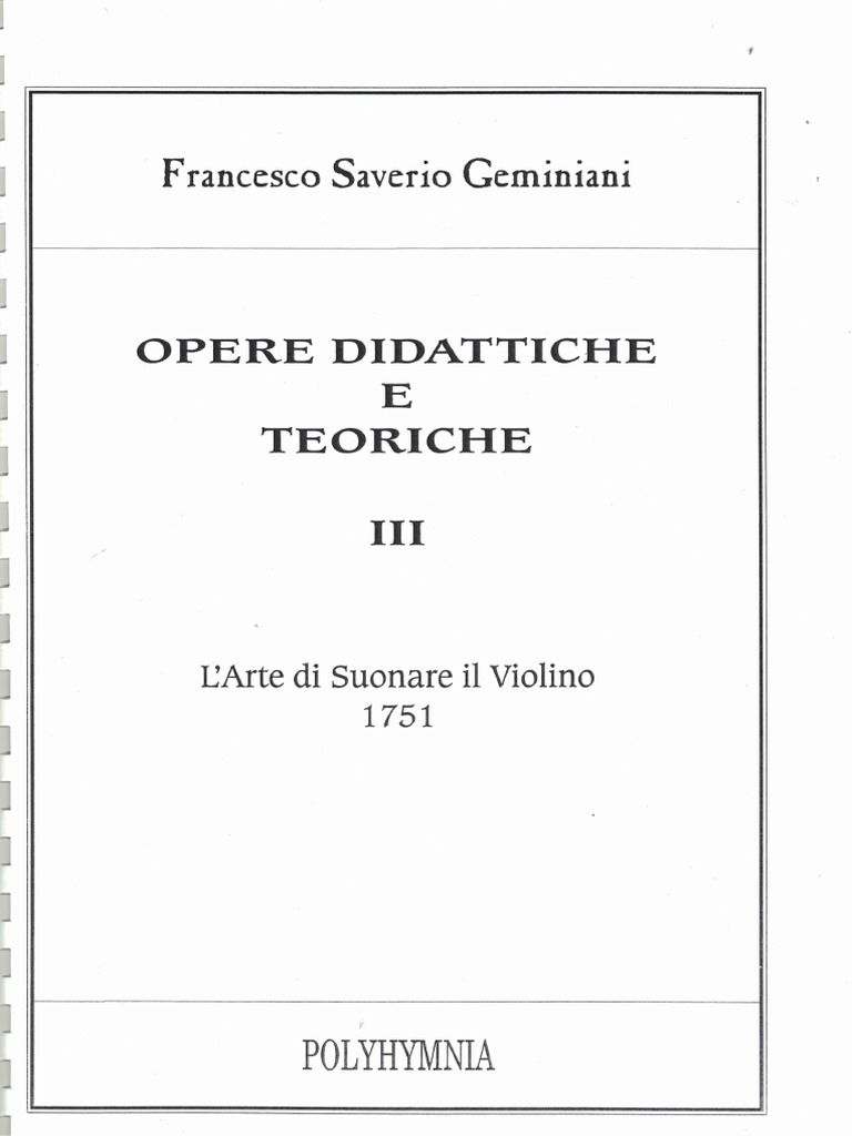 Geminiani - III L'Arte Di Suonare Il Violino - 1751 | PDF