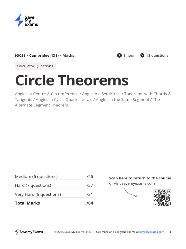 Circle Theorems Save My Exam | PDF | Circle | Elementary Mathematics