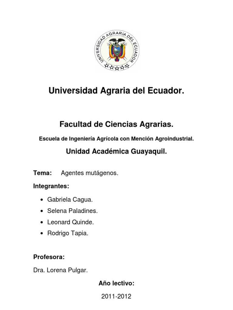 Agentes Mutagenos | PDF | Mutageno | Mutación