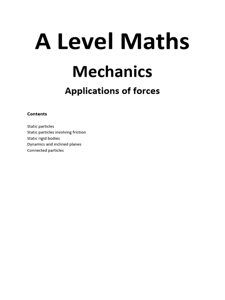 Applications of Forces Workbook Edexcel A Level | PDF | Force | Friction